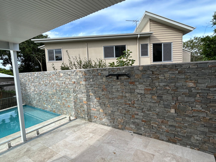 Natural Stone Wall Cladding Ledgestone - Dark Grey Rustic Quartz ...