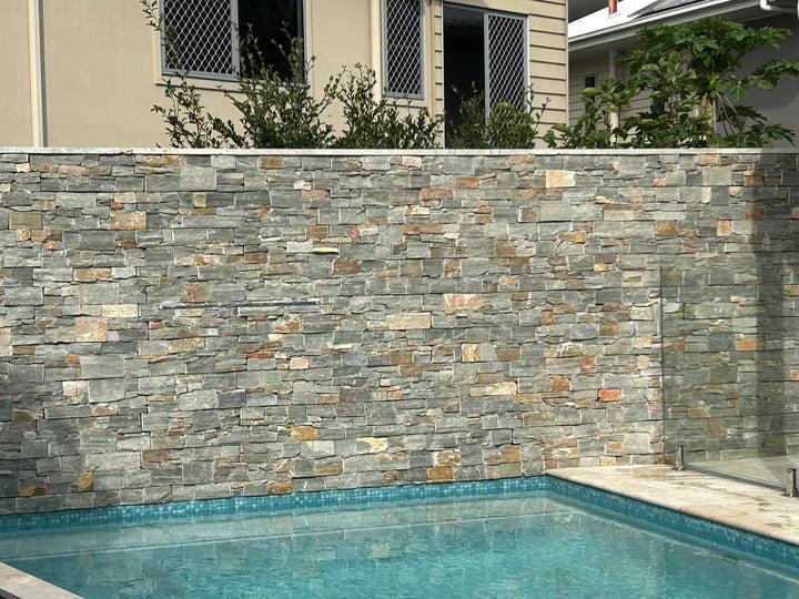 Natural Stone Wall Cladding Ledgestone - Dark Grey Rustic Quartz ...