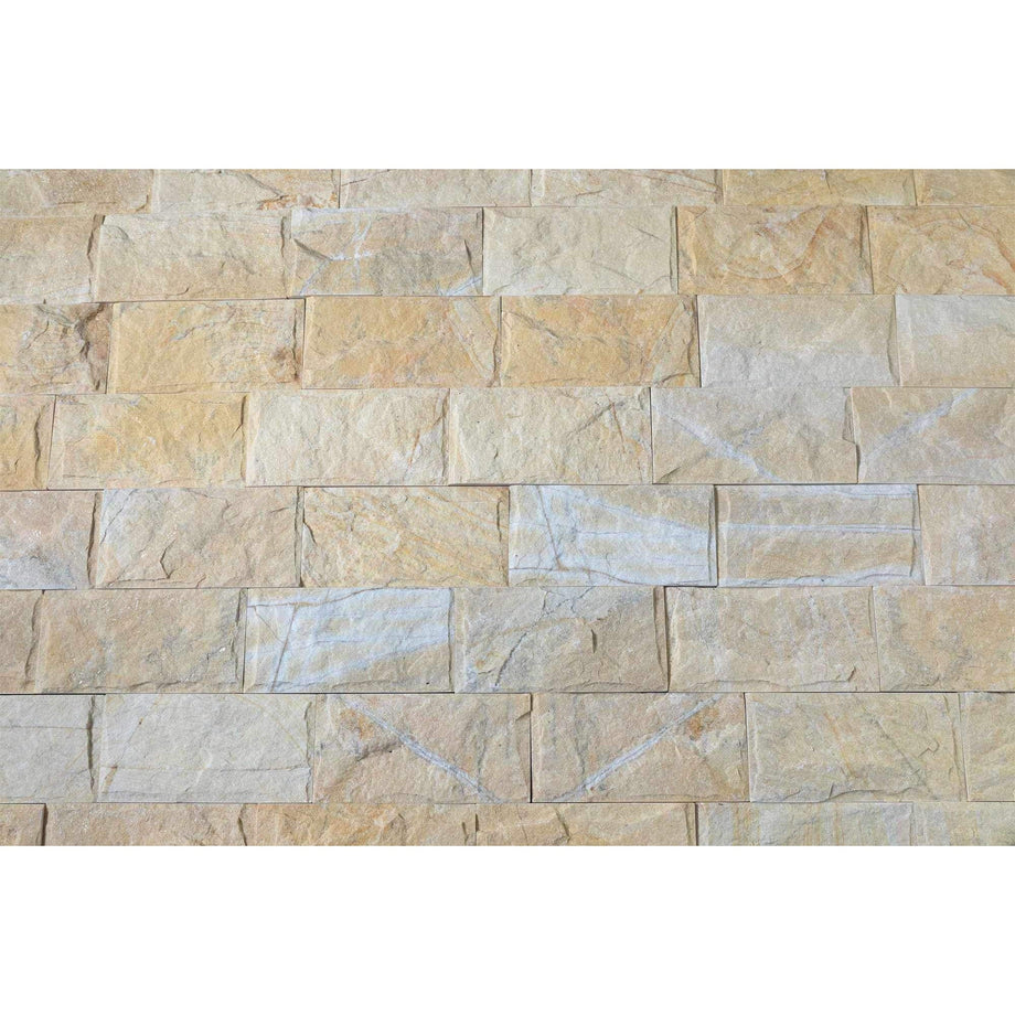 Natural Stacked Stone Feature Wall Cladding Panels - Golden Mushroom ...