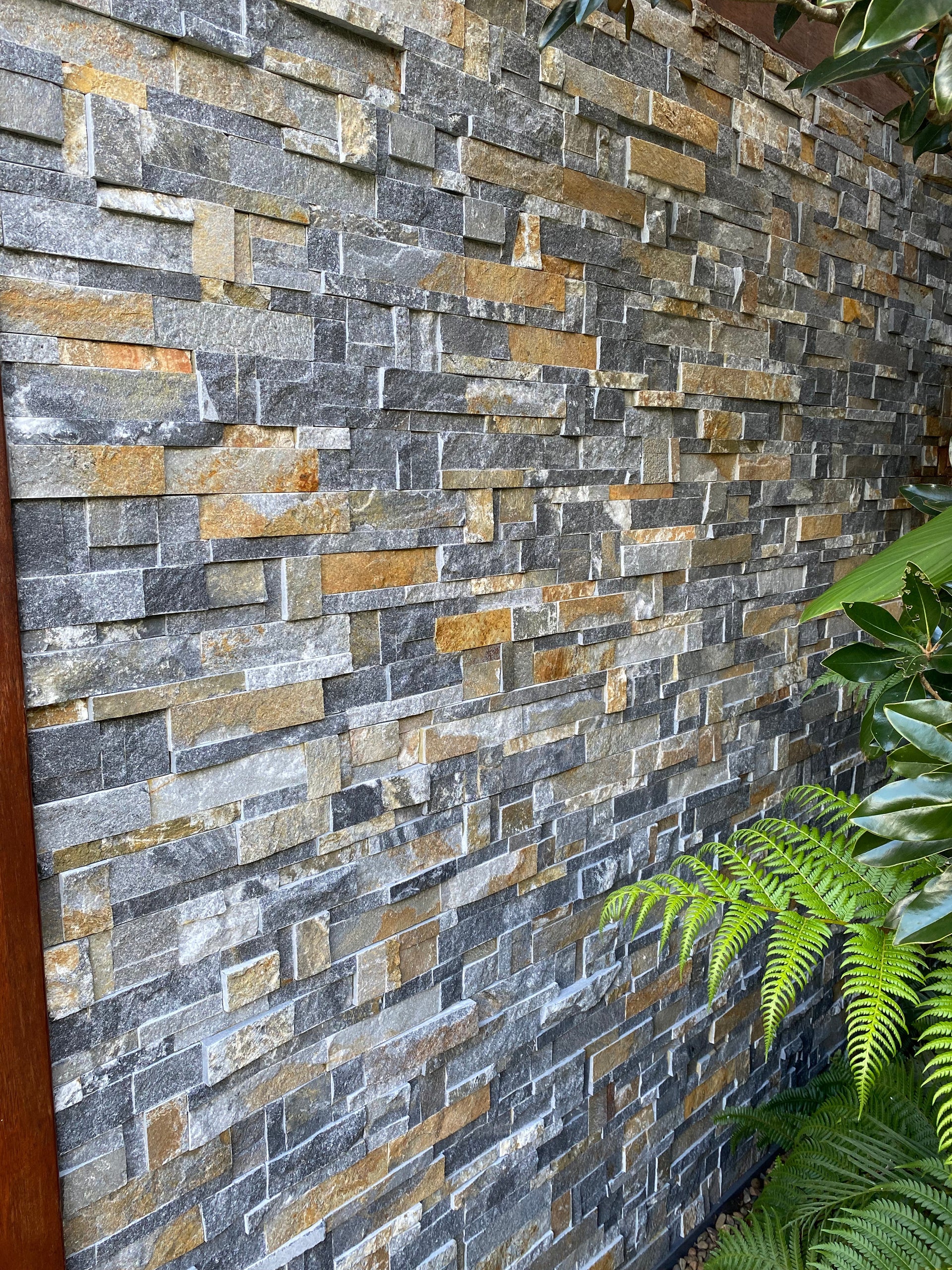 Natural Stacked Stone Wall Cladding Panels - Rusty Black Stack – Stone ...