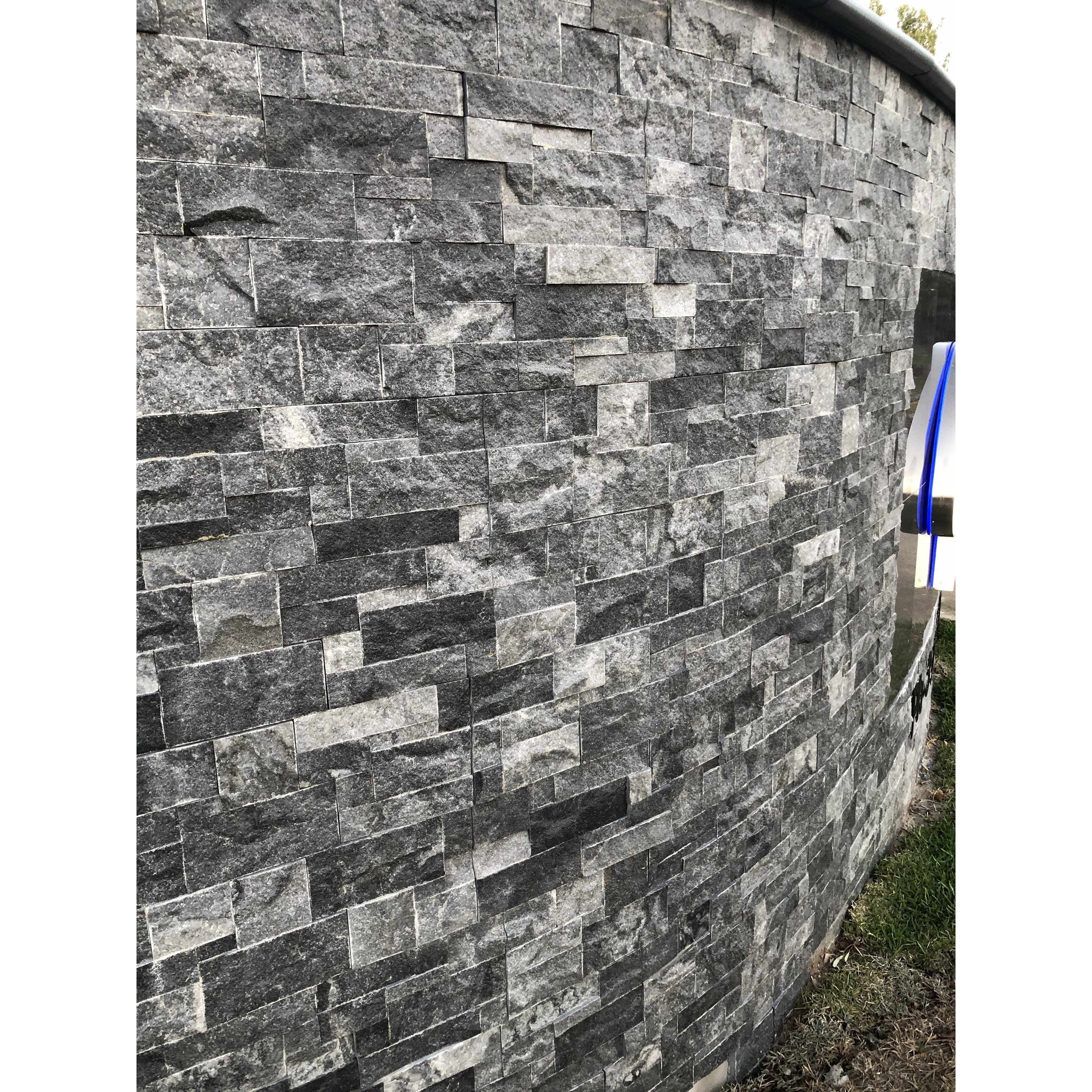 Natural Stacked Stone Wall Cladding Panels - Galaxy Black Montage ...