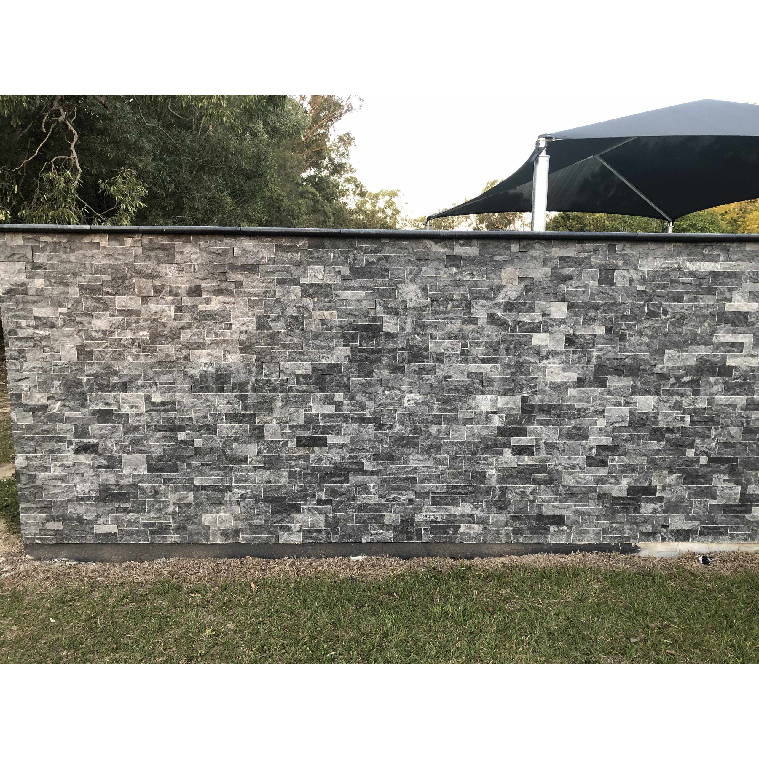 Natural Stacked Stone Wall Cladding Panels - Galaxy Black Montage ...