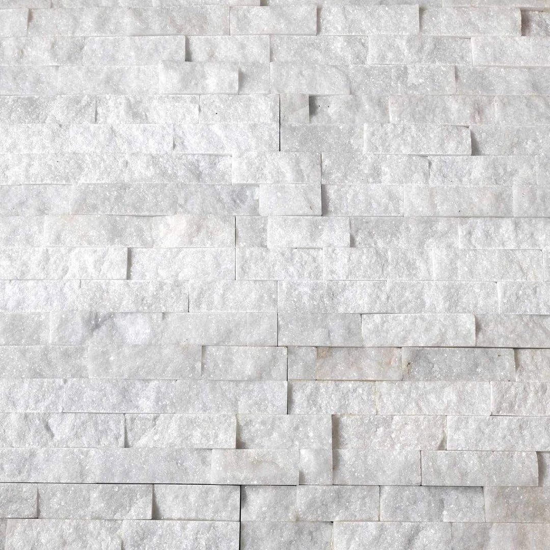 Natural Stacked Stone Wall Cladding Panels - Crystal White – Stone and Rock