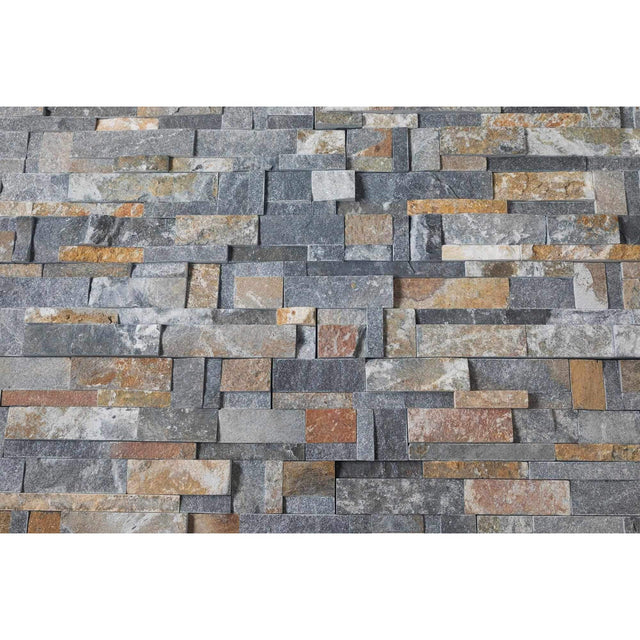 Natural Stacked Stone Wall Cladding Panels - Rusty Black Montage ...