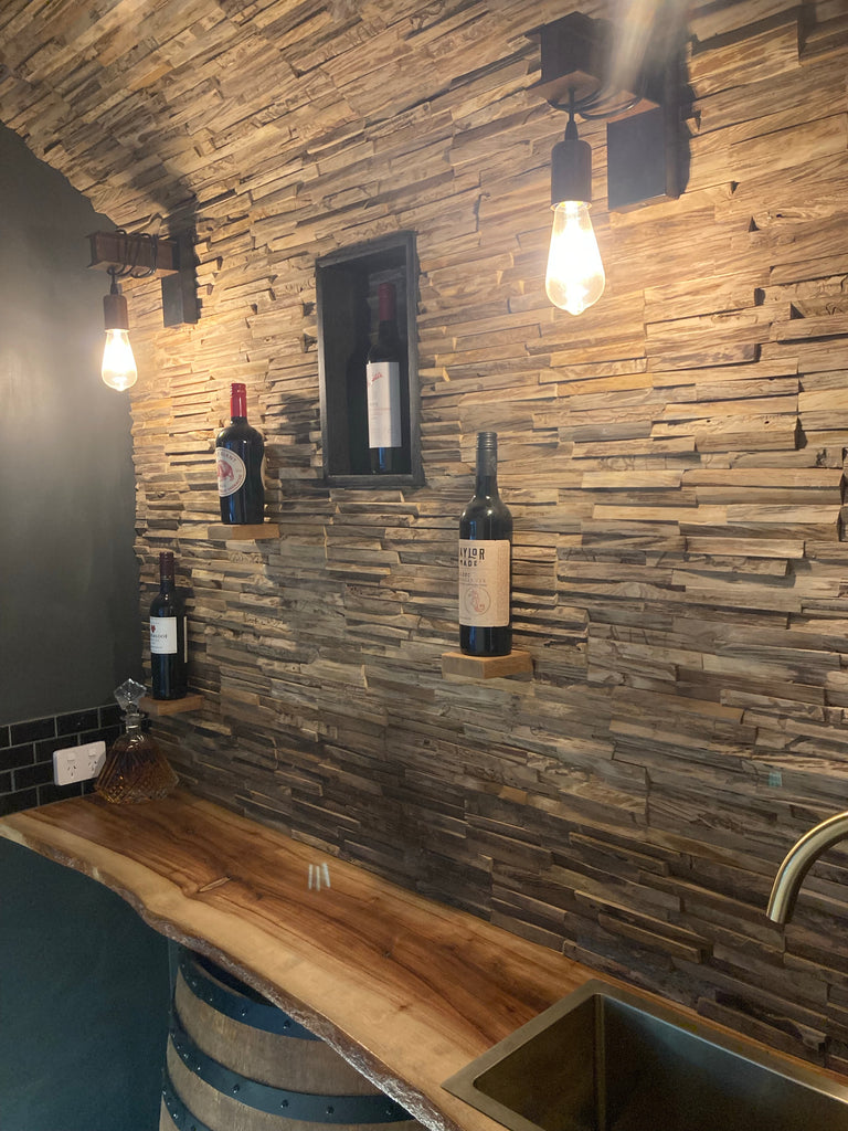 Natural Wooden Ledgestone Feature Wall Cladding Panels – Stone and Rock